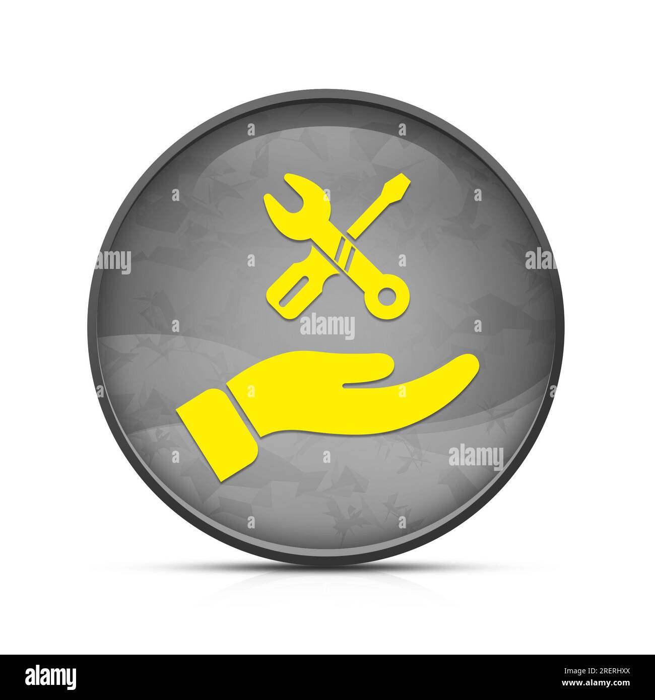 Hand Repair icon on classy splash black round button Stock Photo - Alamy