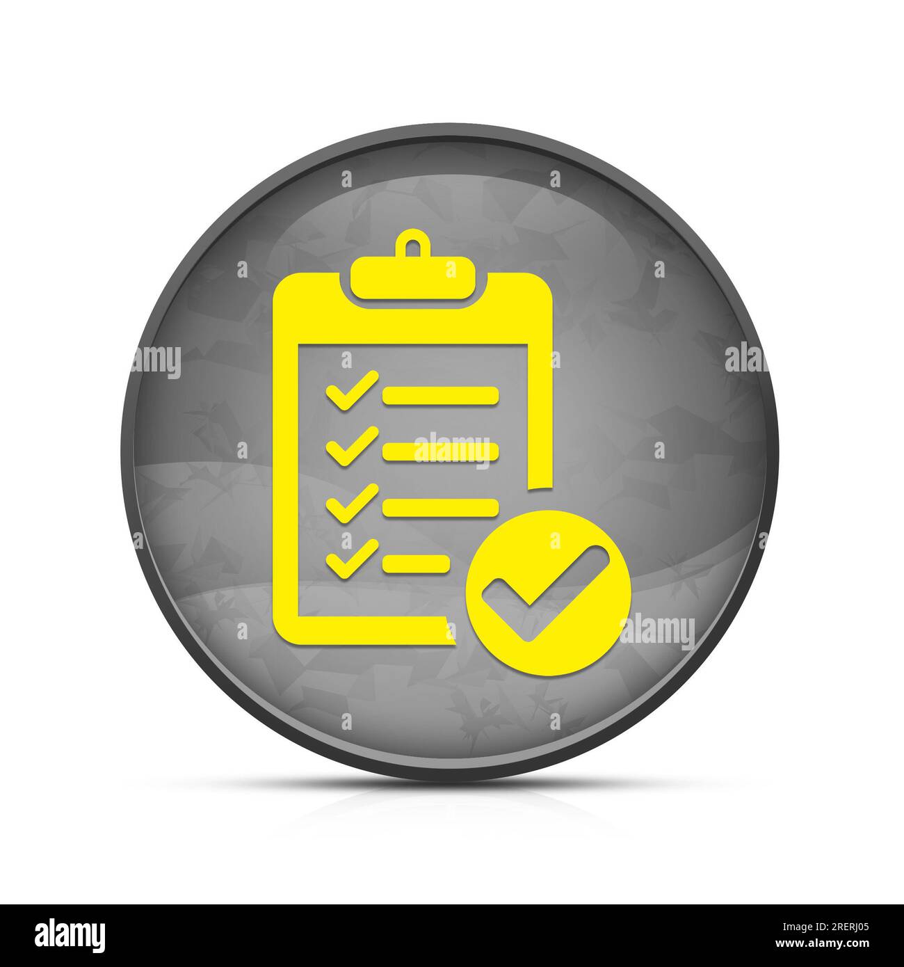 Checklist icon on classy splash black round button Stock Photo - Alamy