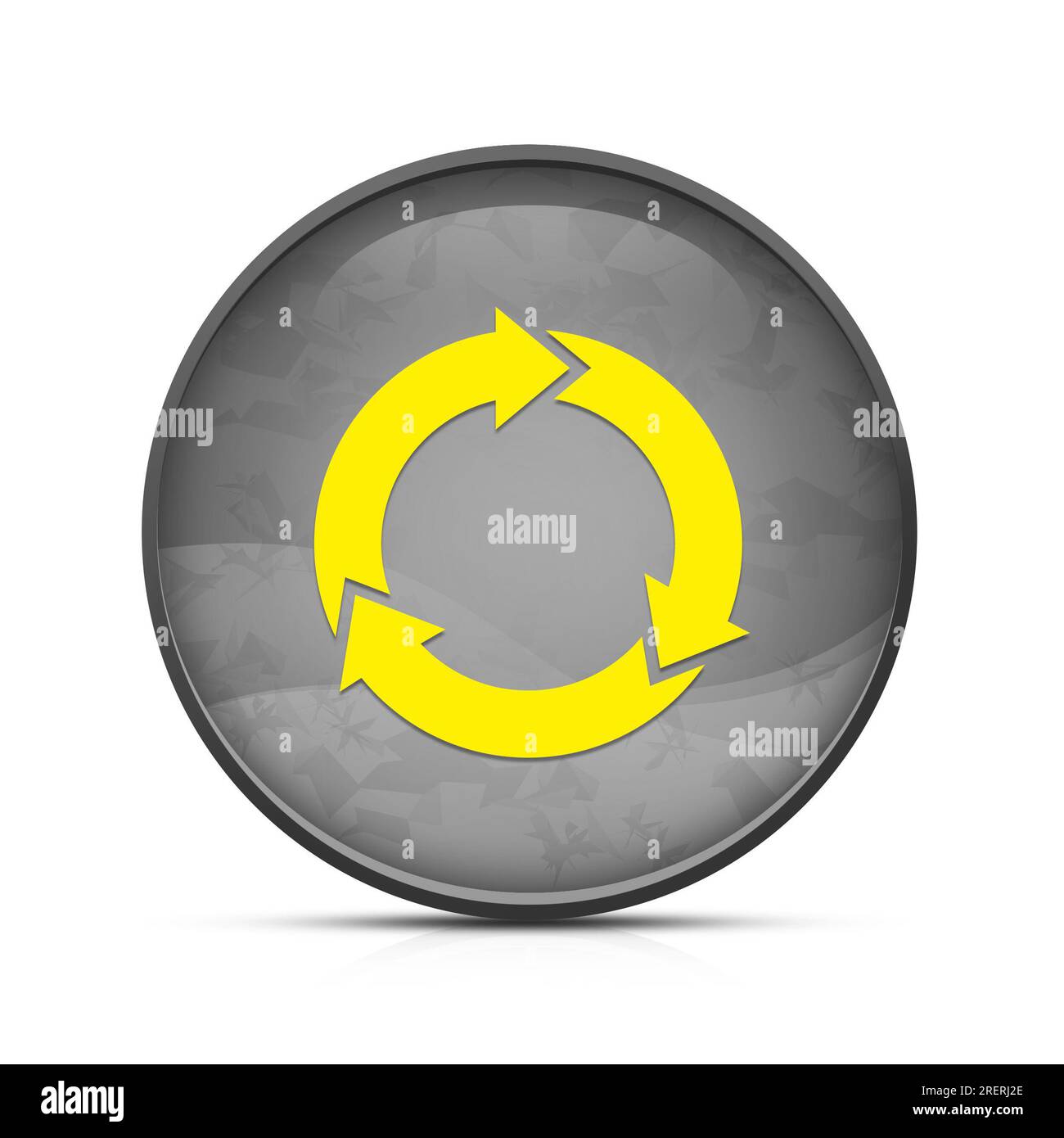 Three circle arrows icon on classy splash black round button Stock ...