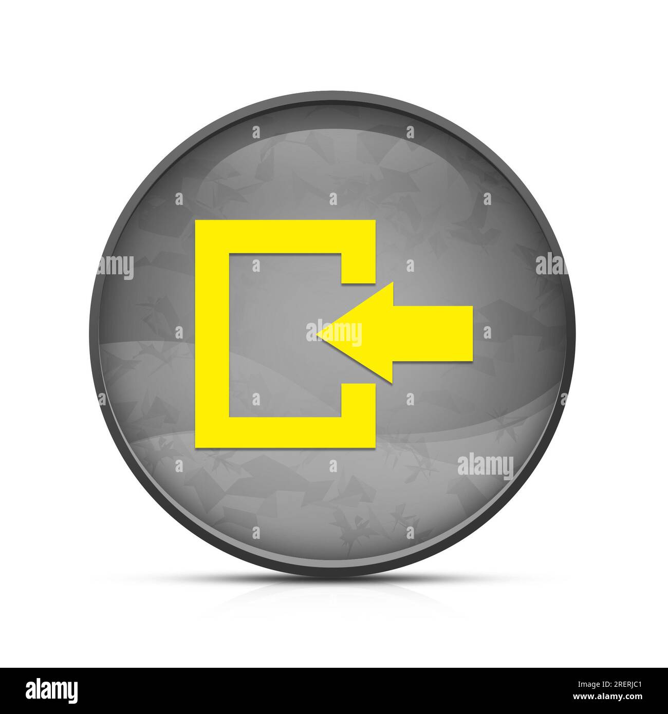 Logout icon on classy splash black round button Stock Photo - Alamy