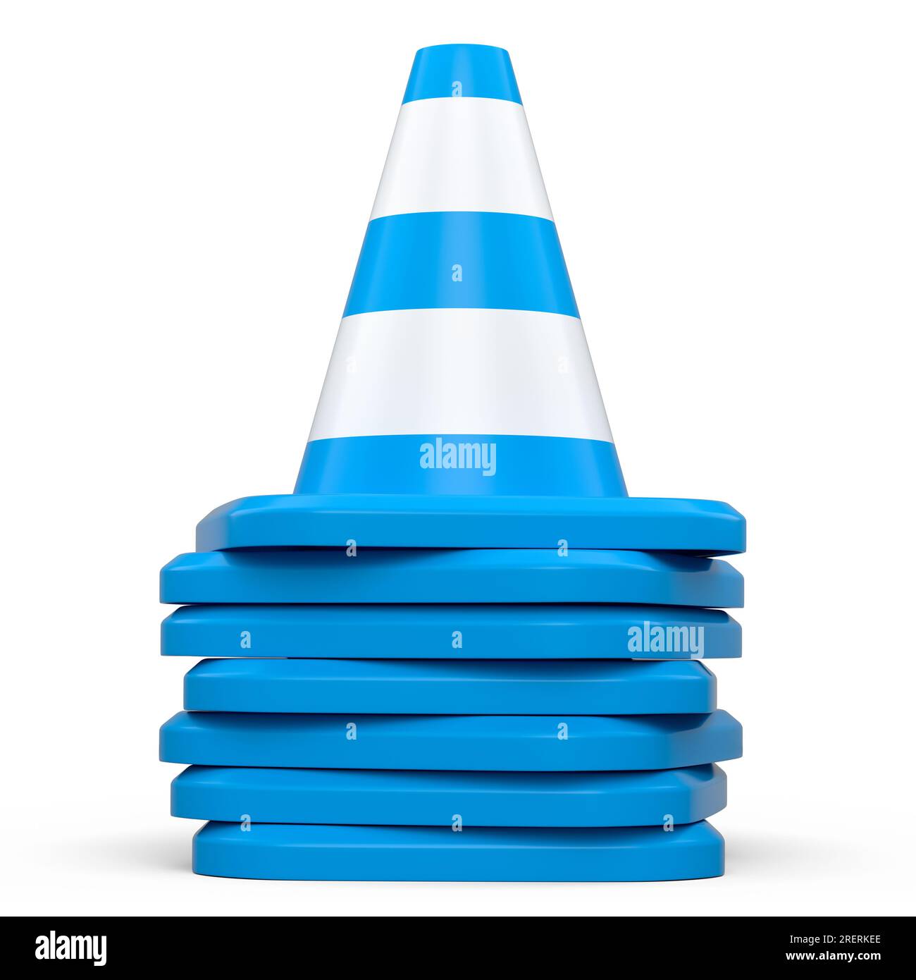 Set of traffic cones for under construction road work on white ...