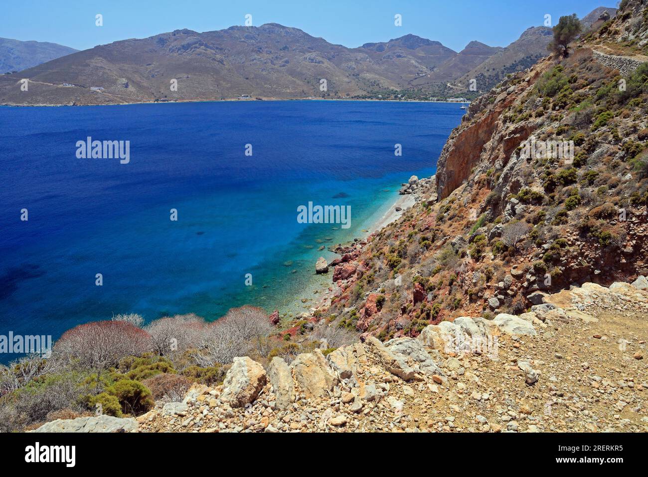 Views on the path from Livadia to Lethra beach along the rocky mountain ...