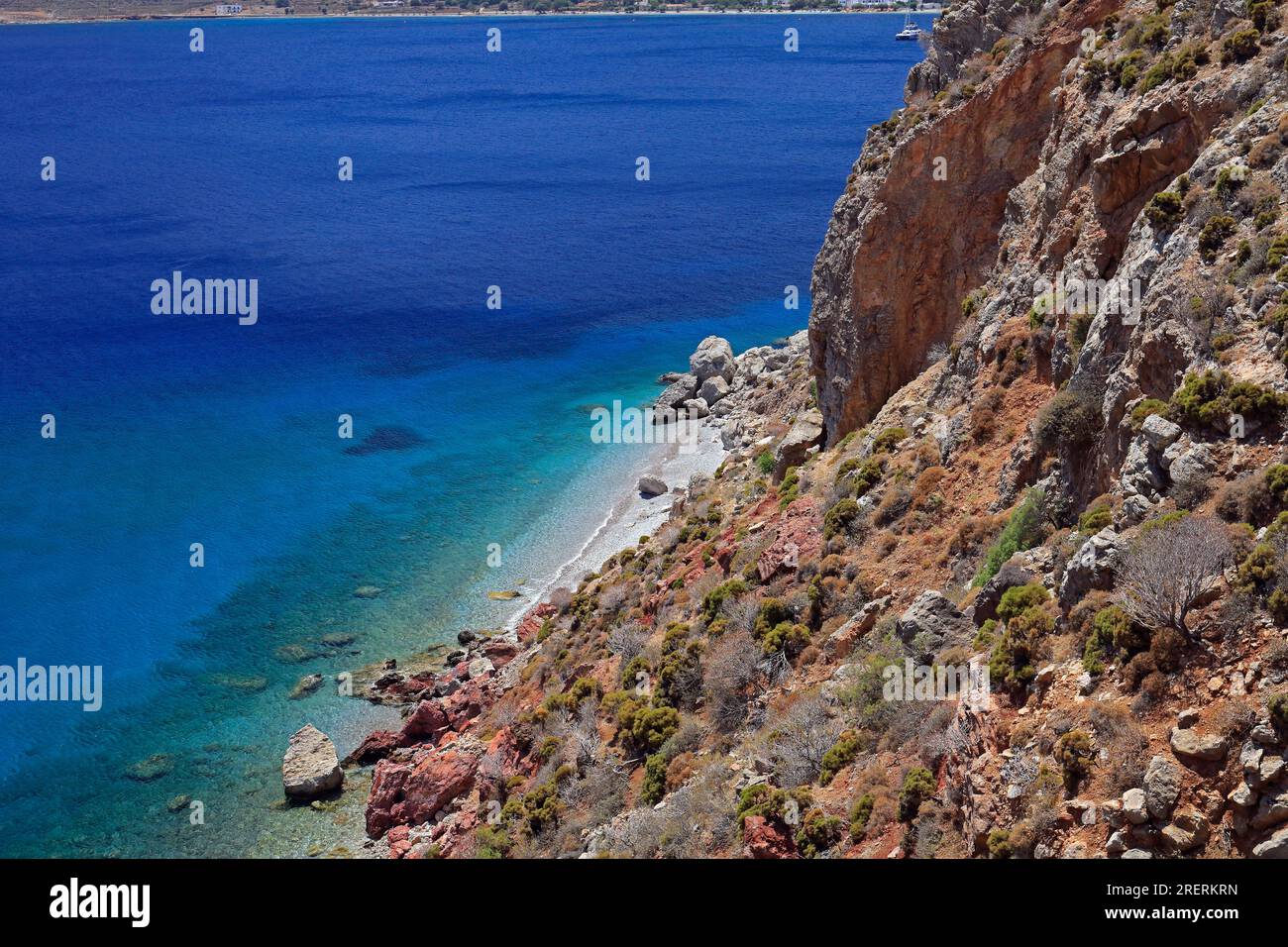 Views on the path from Livadia to Lethra beach along the rocky mountain ...