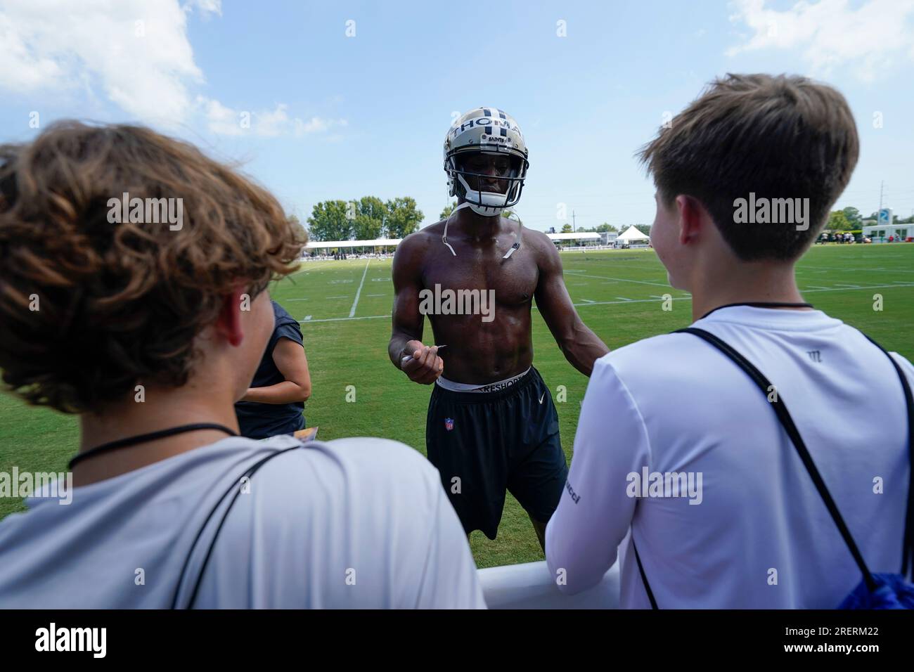New Orleans Saints wide receiver Michael Thomas (13) signs autographs ...