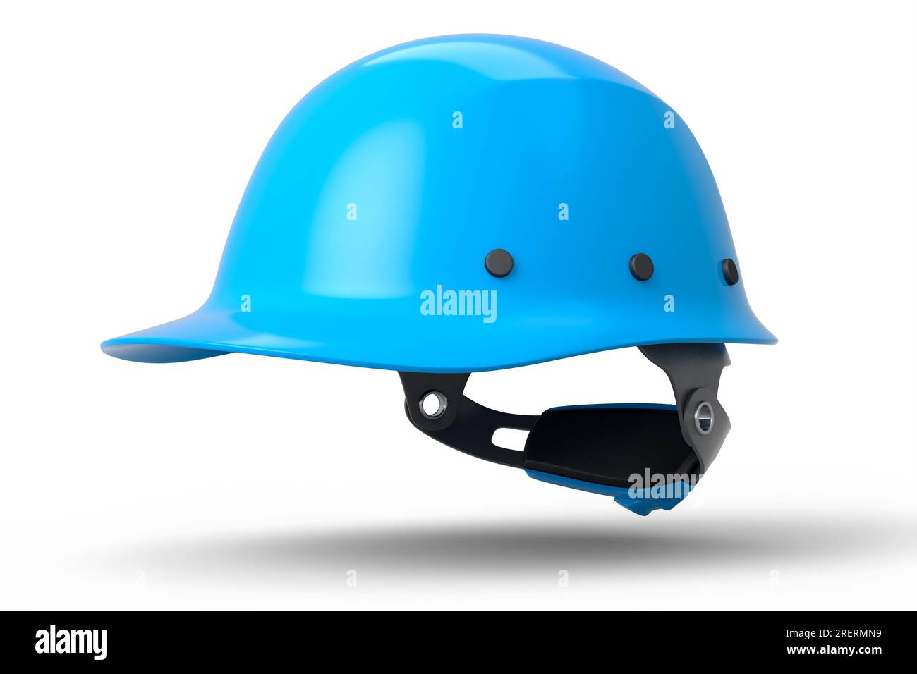 Blue safety helmet or hard cap isolated on white background. 3d render ...