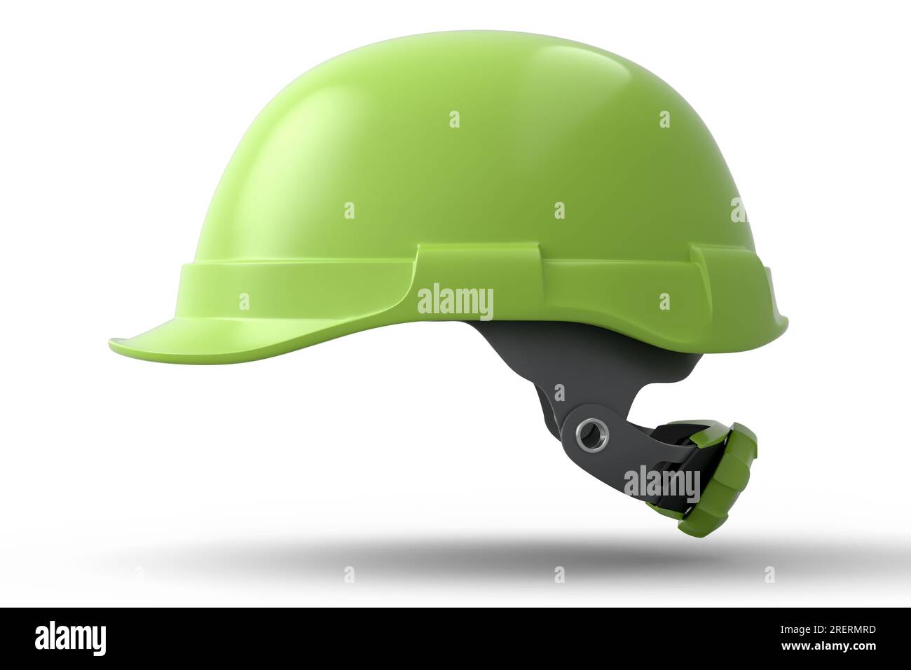 Green safety helmet or hard cap isolated on white background. 3d render ...
