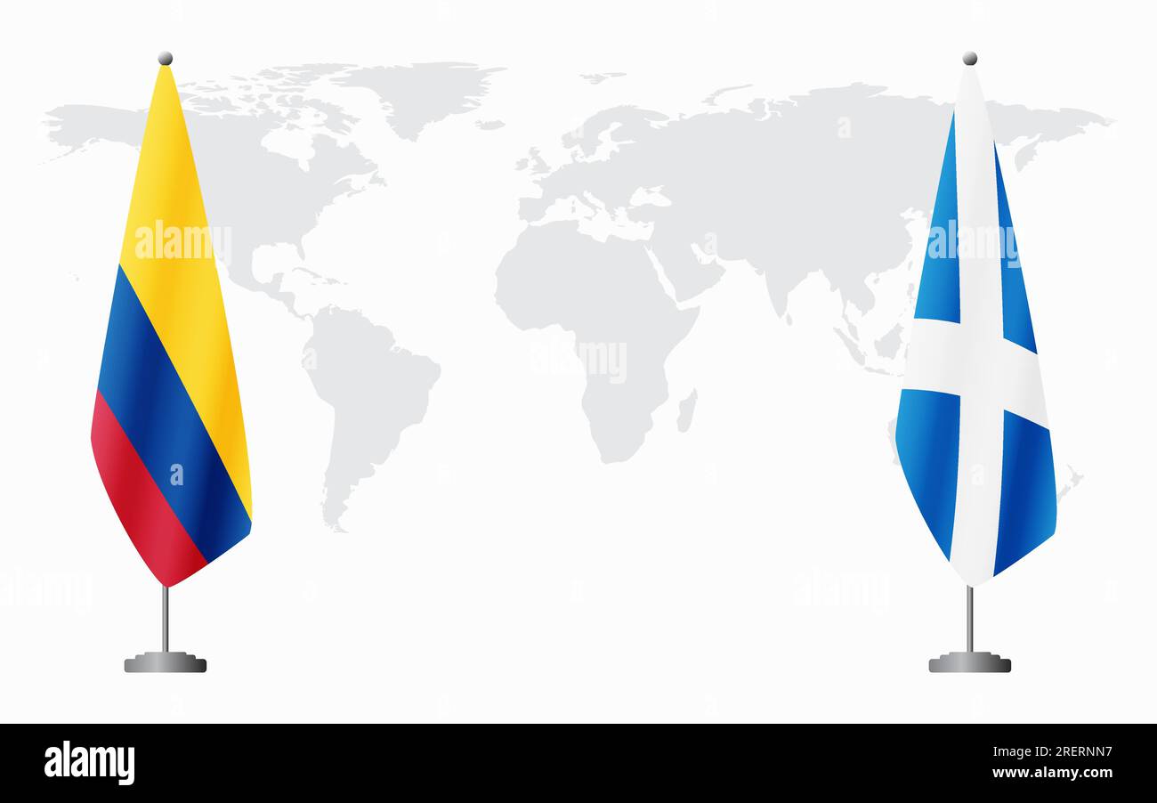 Colombia and Scotland flags for official meeting against background of ...