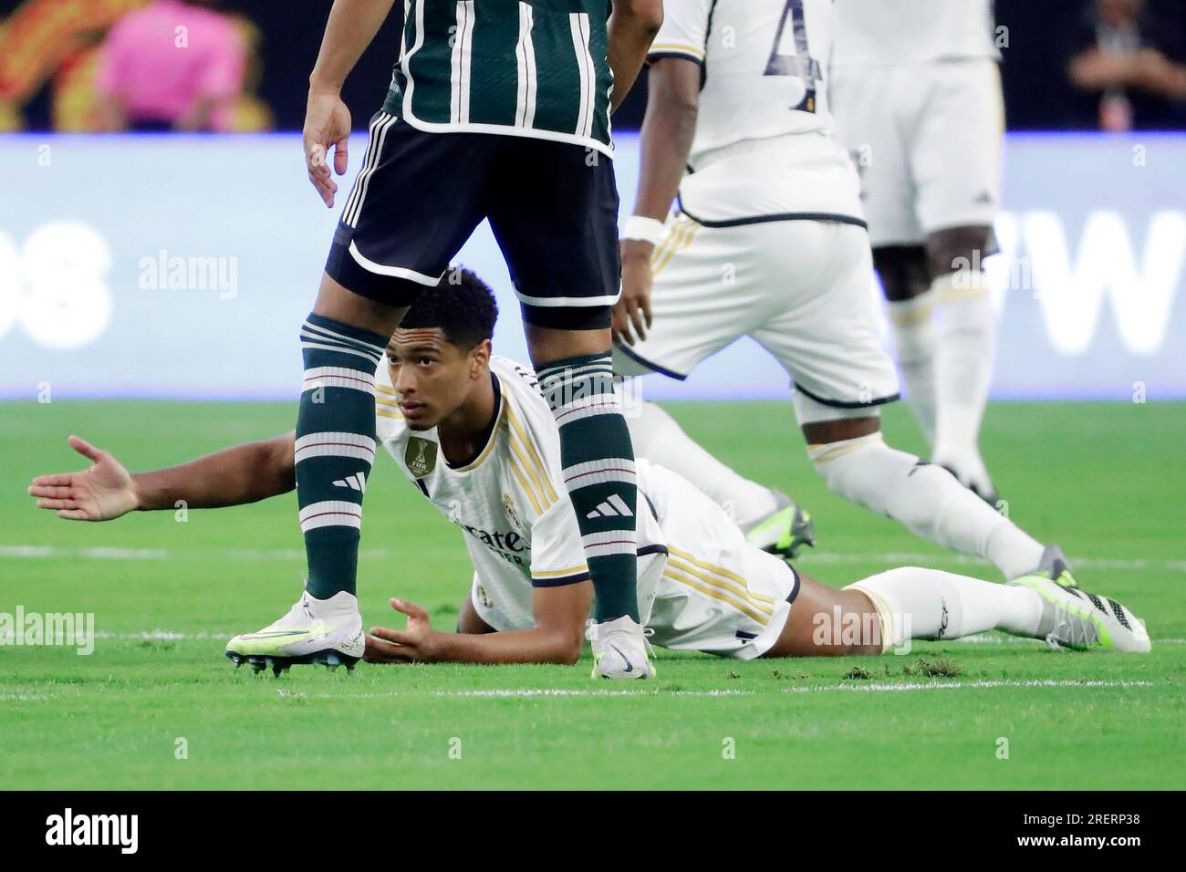 Real Madrid midfielder Jude Bellingham looks for a penalty call after ...