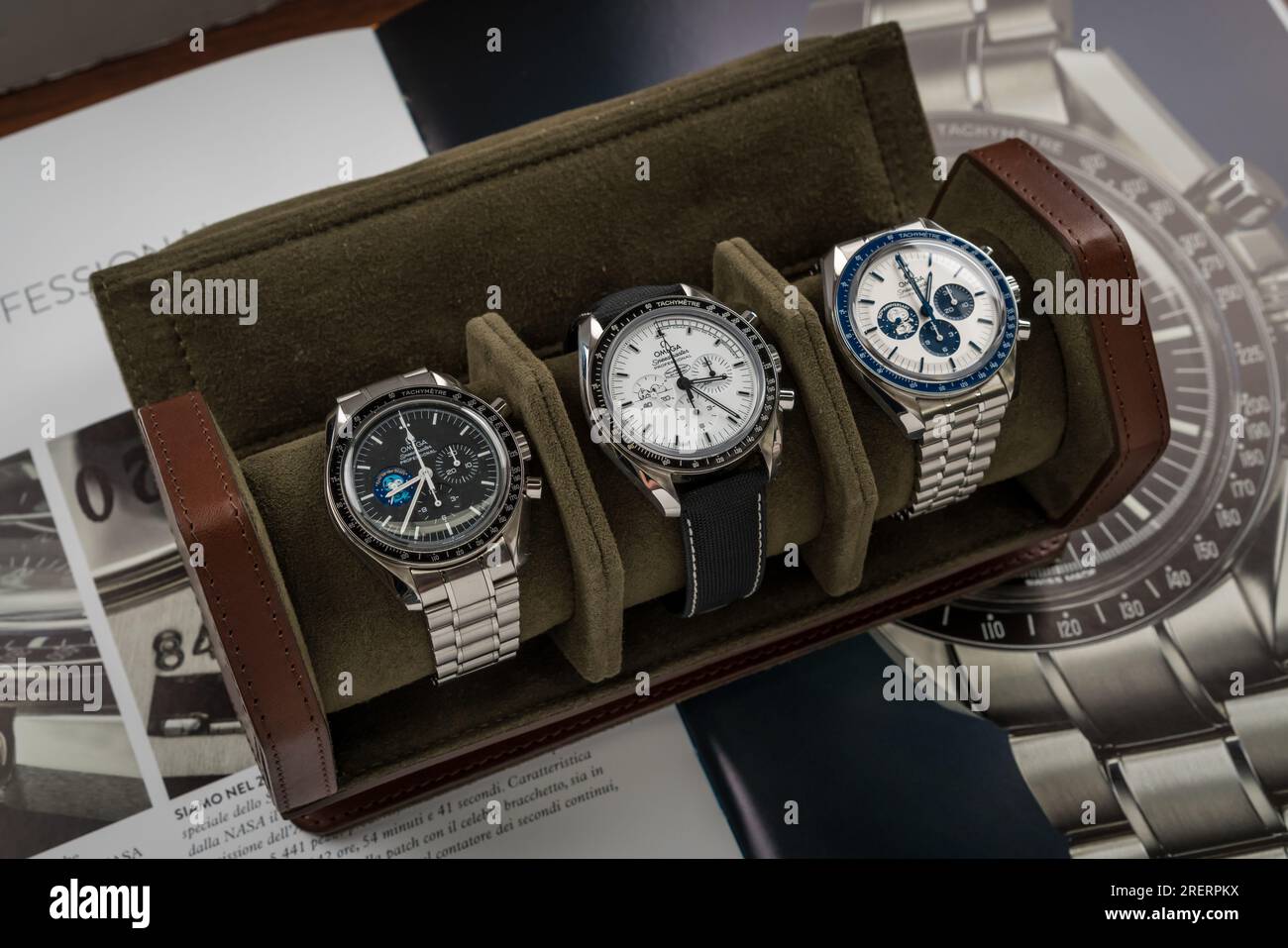 Omega Speedmaster Apollo 13 watches side-by-side Stock Photo - Alamy