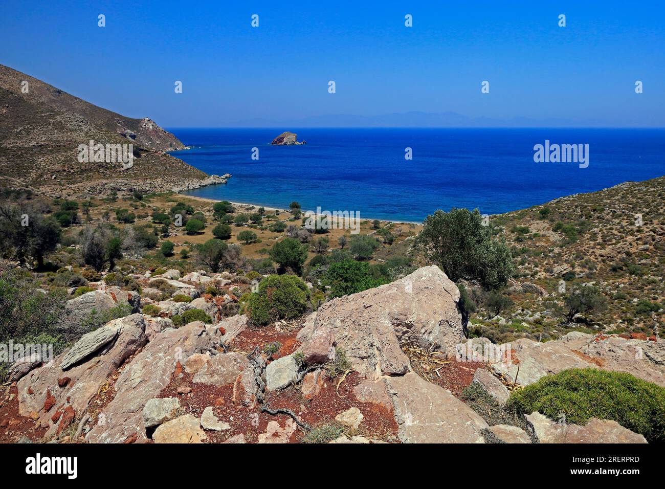 Views on the path from Livadia to Lethra beach along the rocky mountain ...