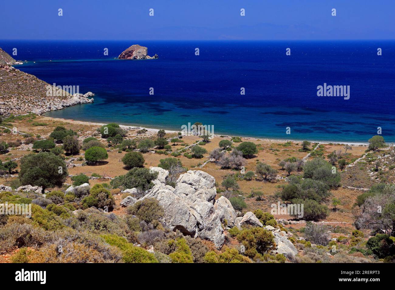 Viewto Lethra beach on the path from Livadia to Lethra beach along the ...
