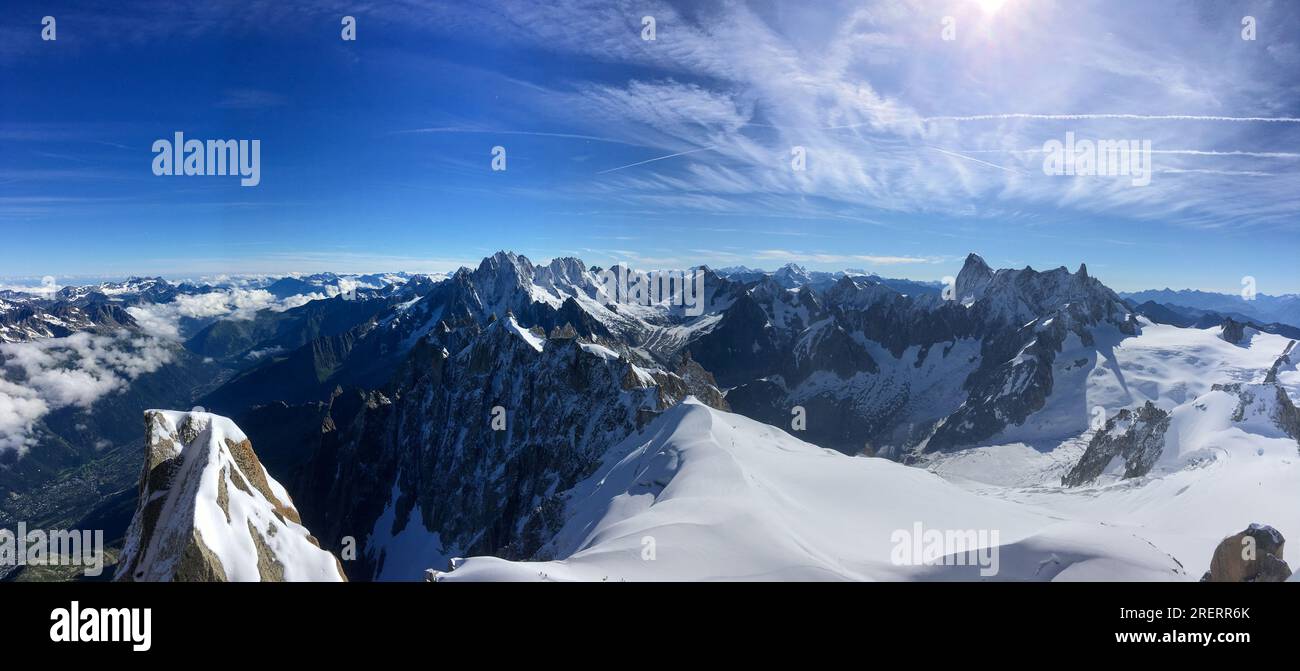 Panoramic view of some of the highest peaks in the Alps from the ...