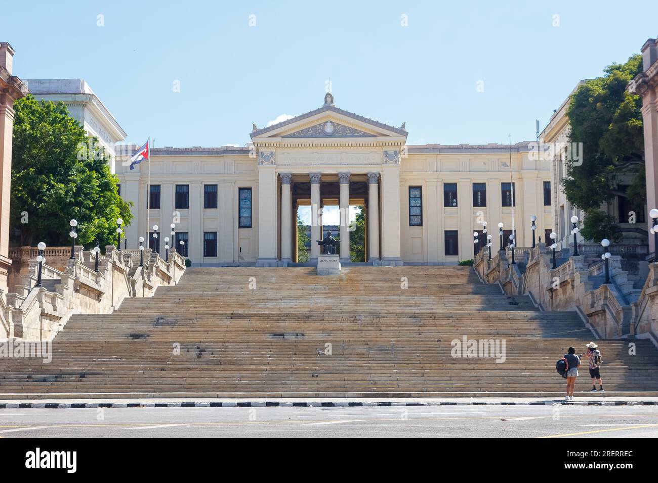 Havana, Cuba, People stand by the Havana University Steps. The facade ...
