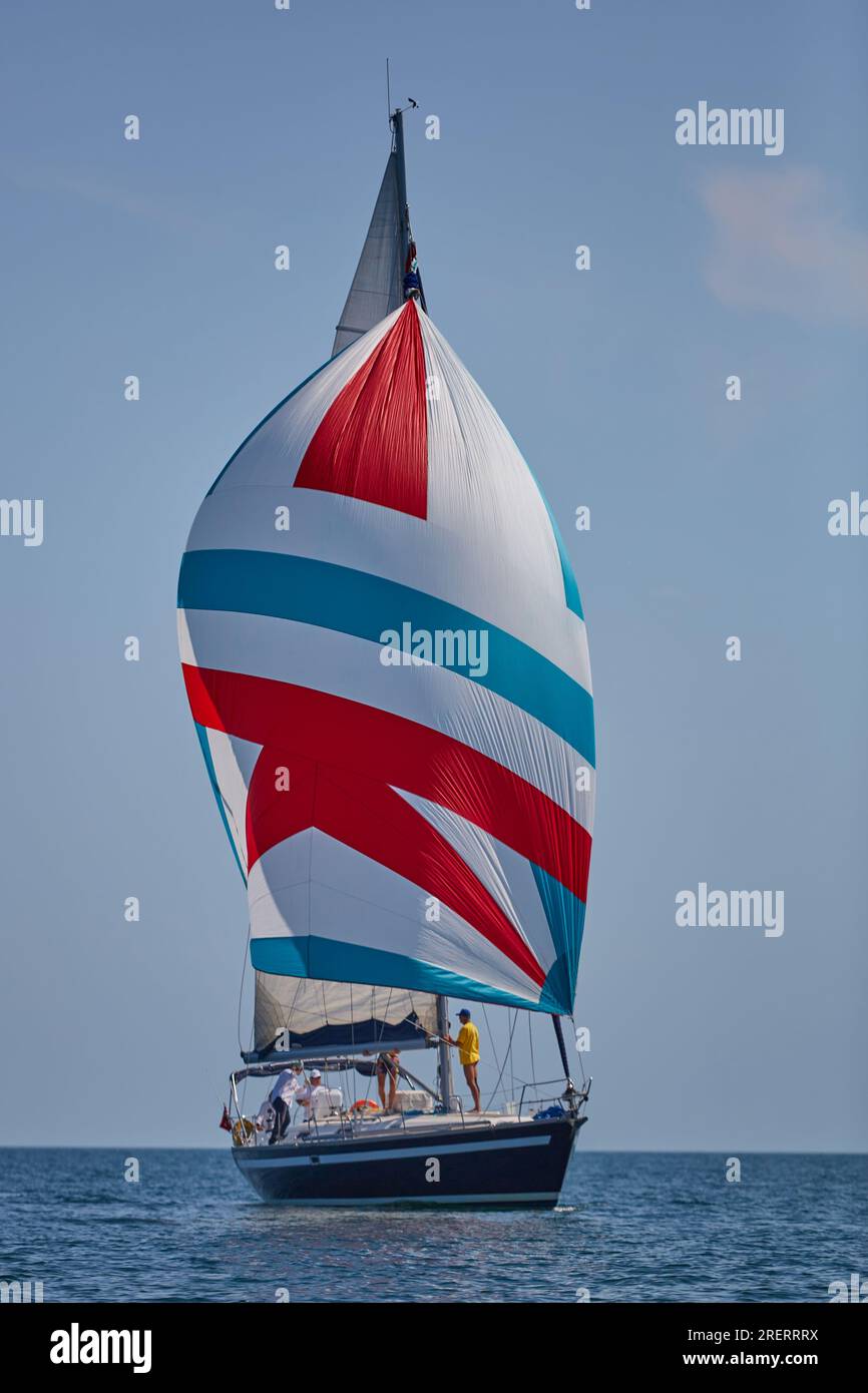 Sailing yacht under gennaker speaker Stock Photo - Alamy