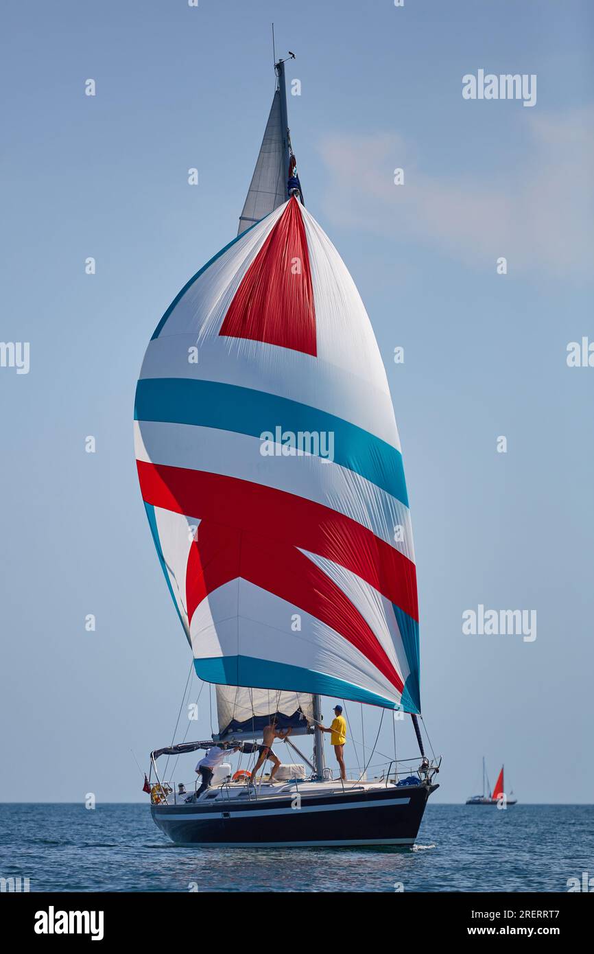 Sailing yacht under gennaker speaker Stock Photo - Alamy