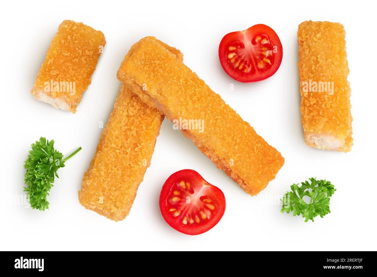Fish finger or stick isolated on white background with full depth of ...