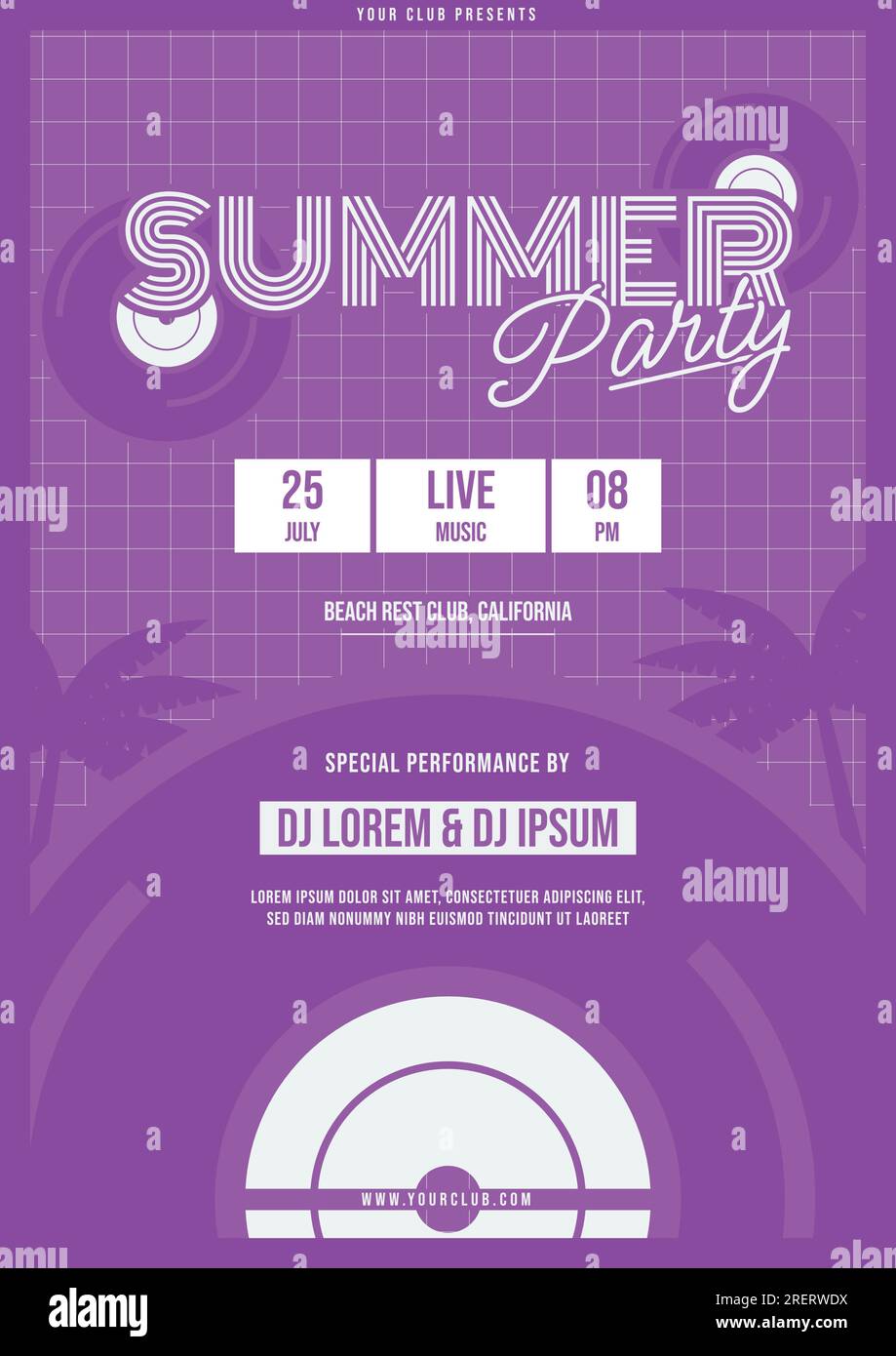 summer party vaporwave retro 90s art modern future flat design flyer ...