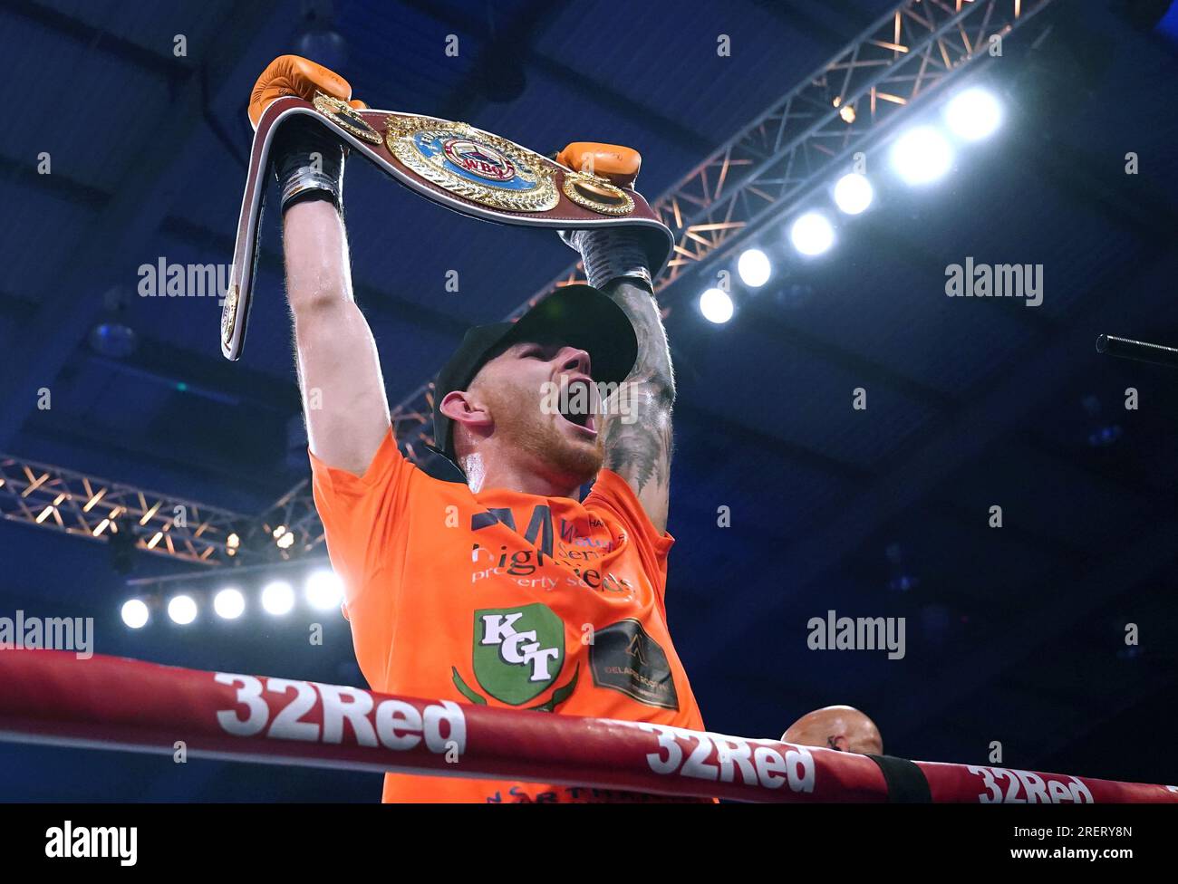 Eithan James celebrates victory against James Moorcroft (not pictured ...