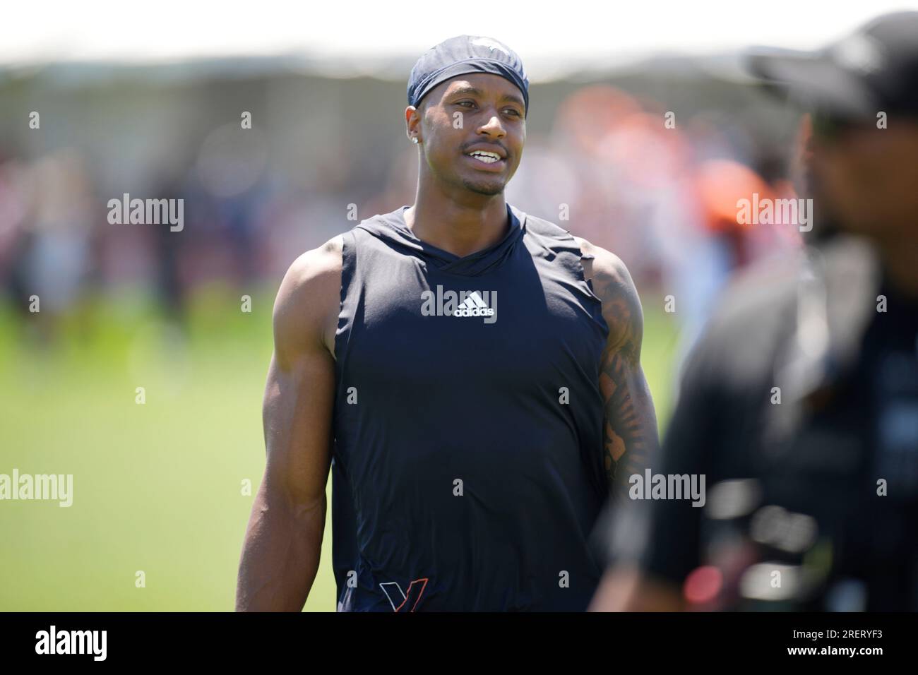 Denver Broncos wide receiver Courtland Sutton heads over to the rope ...