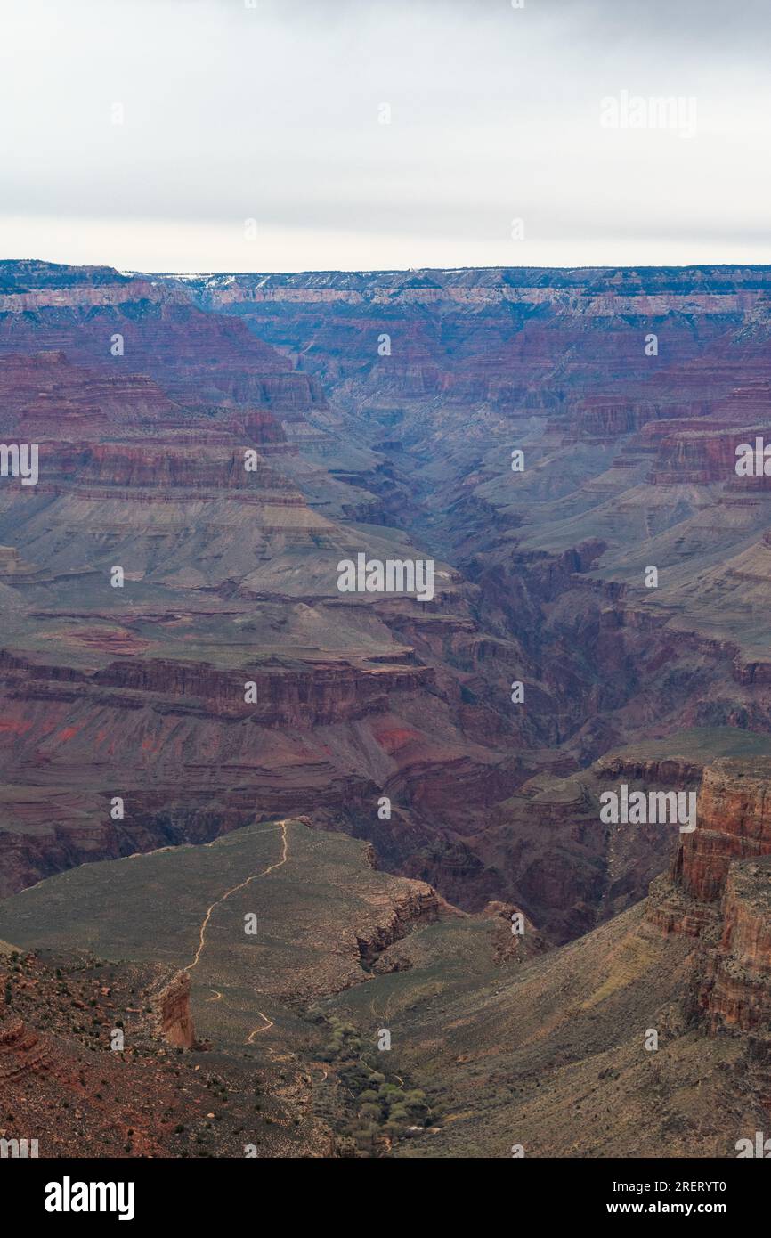 Overcast view of Grand Canyon's vast layered expanse Stock Photo - Alamy
