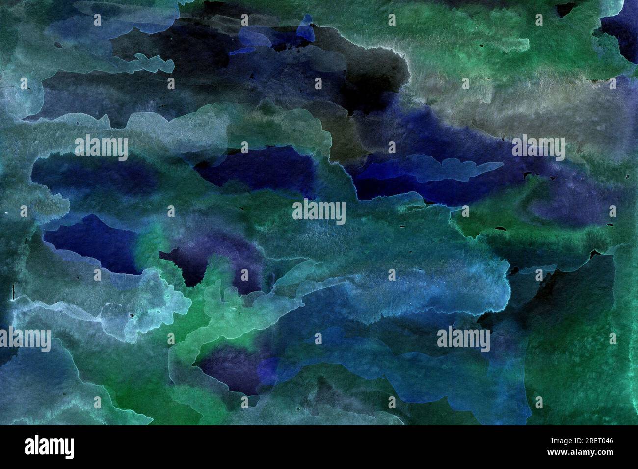 Deep blue-green hand-drawn watercolor background Hight quality Stock ...