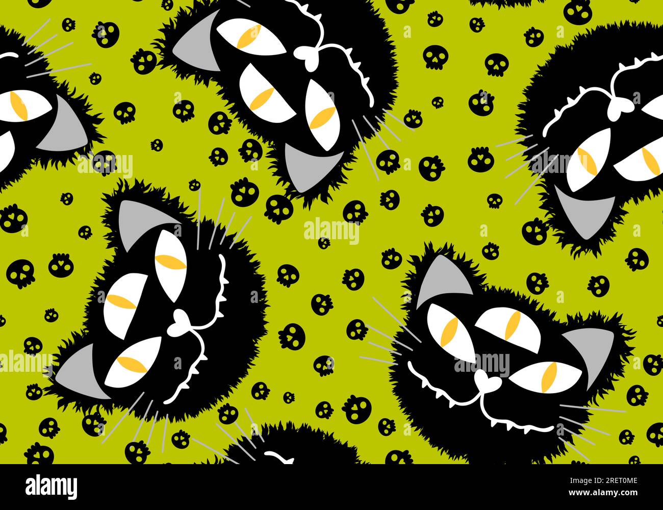 Halloween cartoon cats seamless pumpkins and ghost and monsters vampire ...