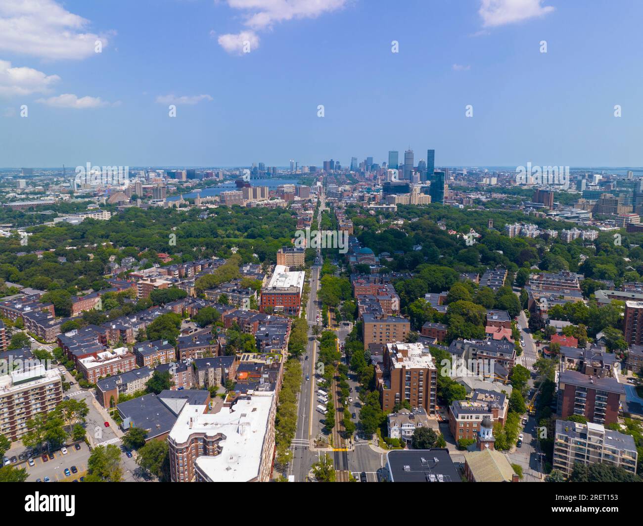 Boston Back Bay skyline aerial view including John Hancock Tower ...