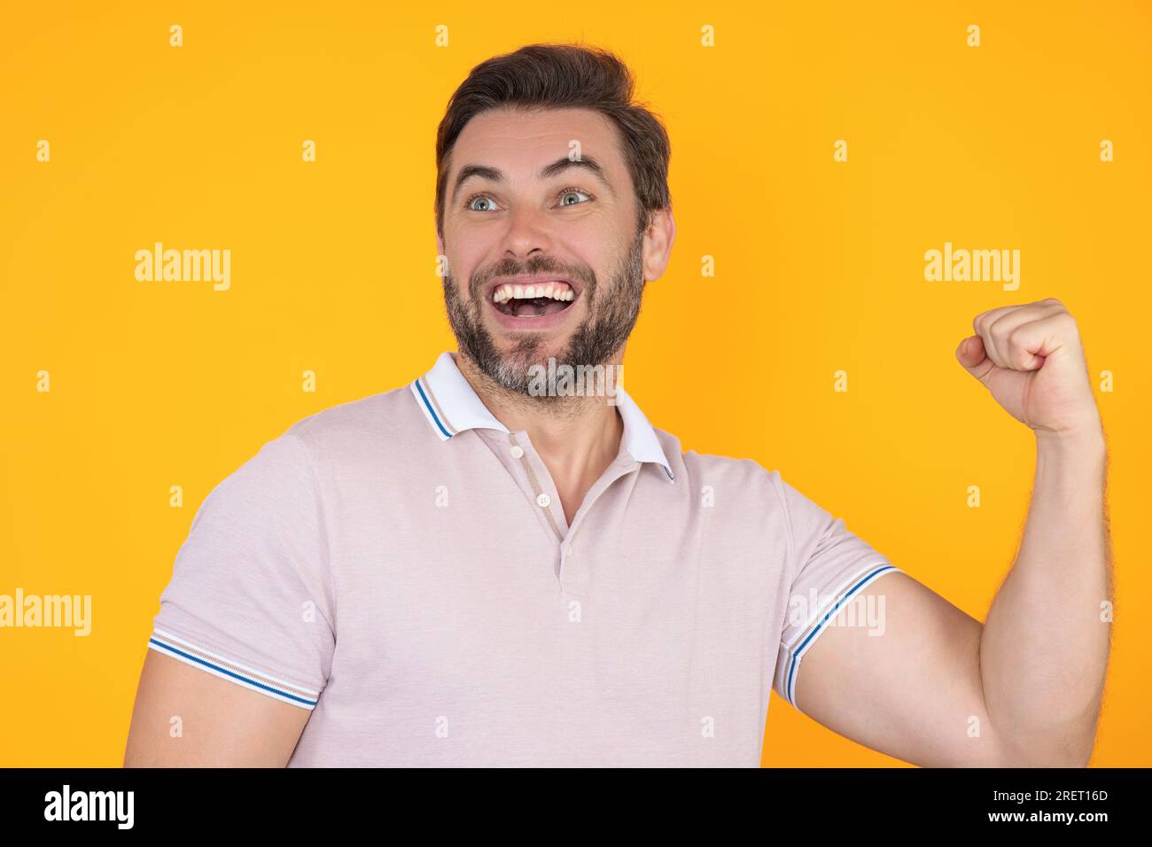 Emotional excited man with amazed expression. Human reaction and ...