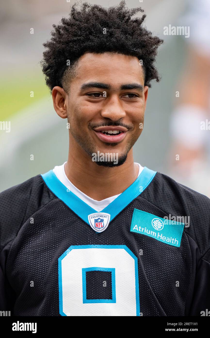 Carolina Panthers quarterback Bryce Young walks to the field at the NFL ...