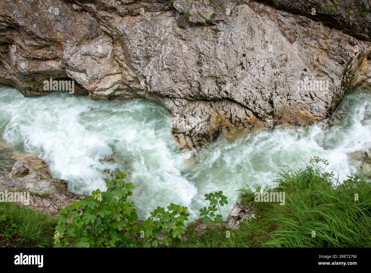 Wild water of the Lammer River in Austria's Lammer River Gorge Stock ...