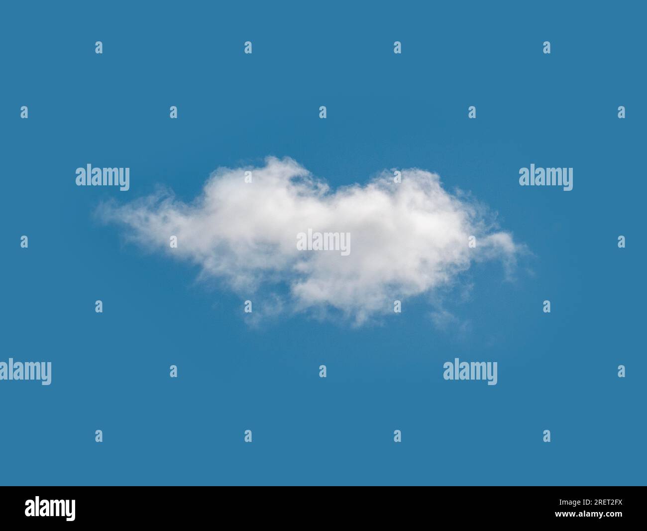 Single white cloud over blue sky background. Fluffy cumulus cloud shape ...