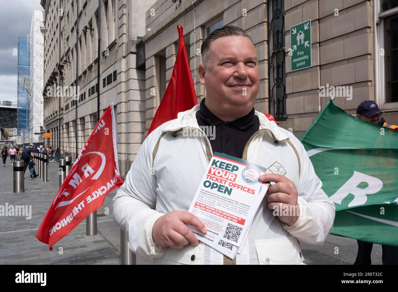 London, UK. 29th July 2023. Alex Gordon, RMT President, outside of ...