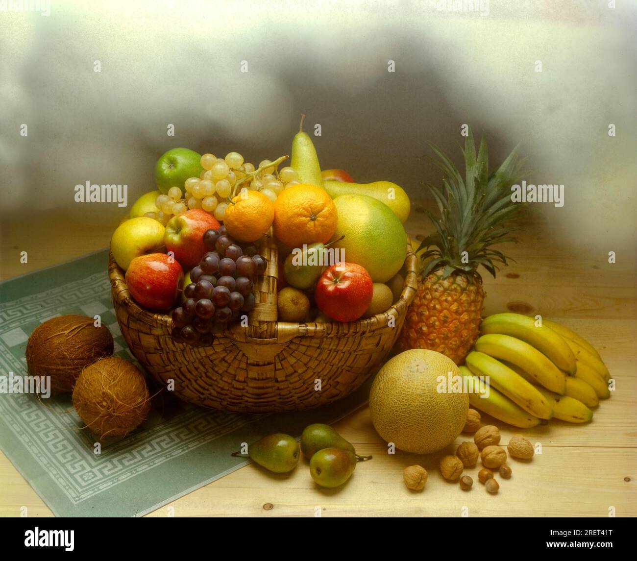 Fruit Basket, Fruit Basket, Various Fruits in a Wicker Basket, Still ...