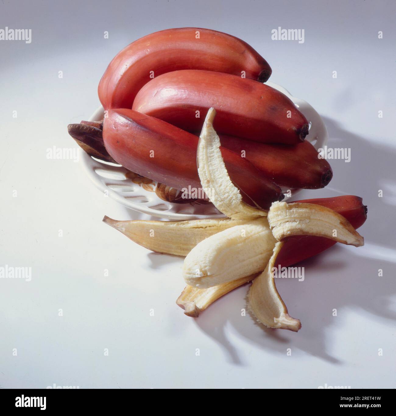 Red red banana (Musa velutina), dwarf banana, velvet banana, red velvet ...