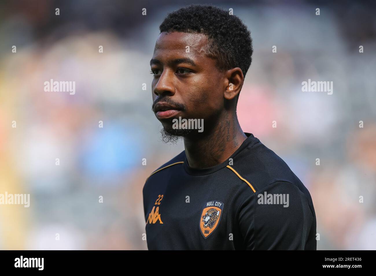 Jason Lokilo of Hull City during the pre match warm up ahead of the Pre ...