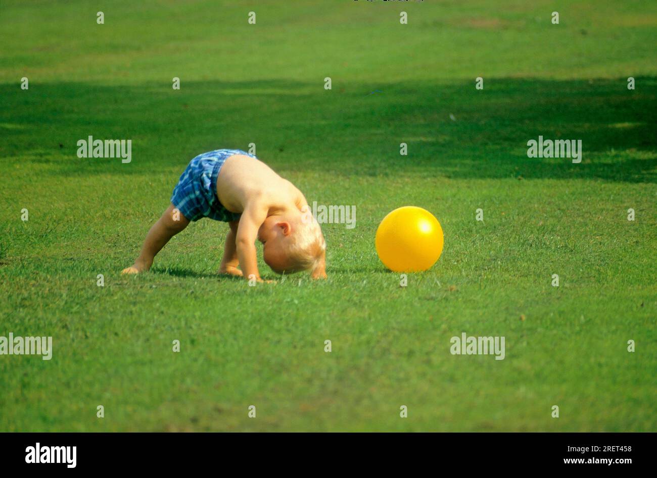 Little Child, Ball, Lawn Stock Photo - Alamy