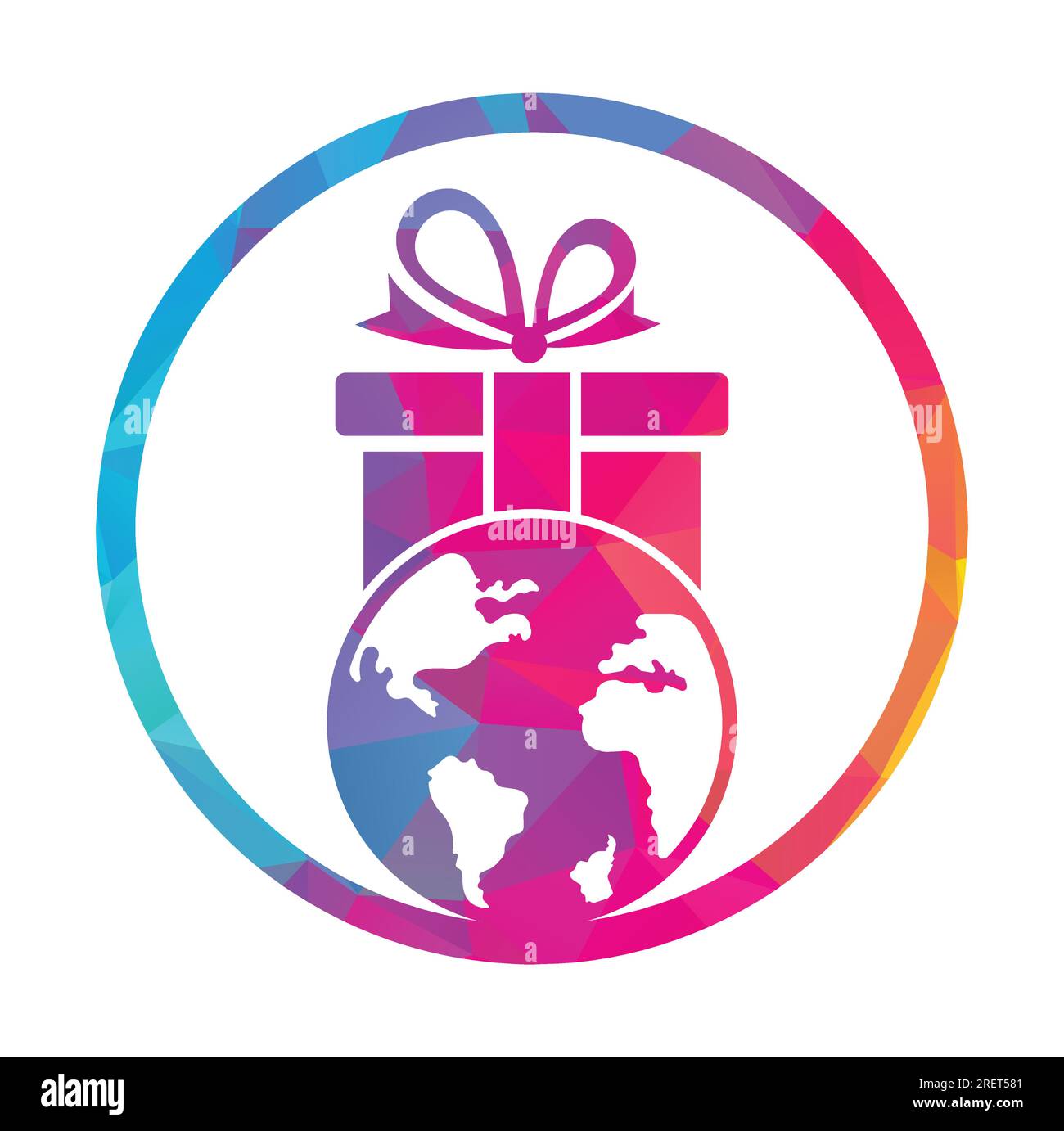 Global gift logo design template vector. Gift world logo icon template ...