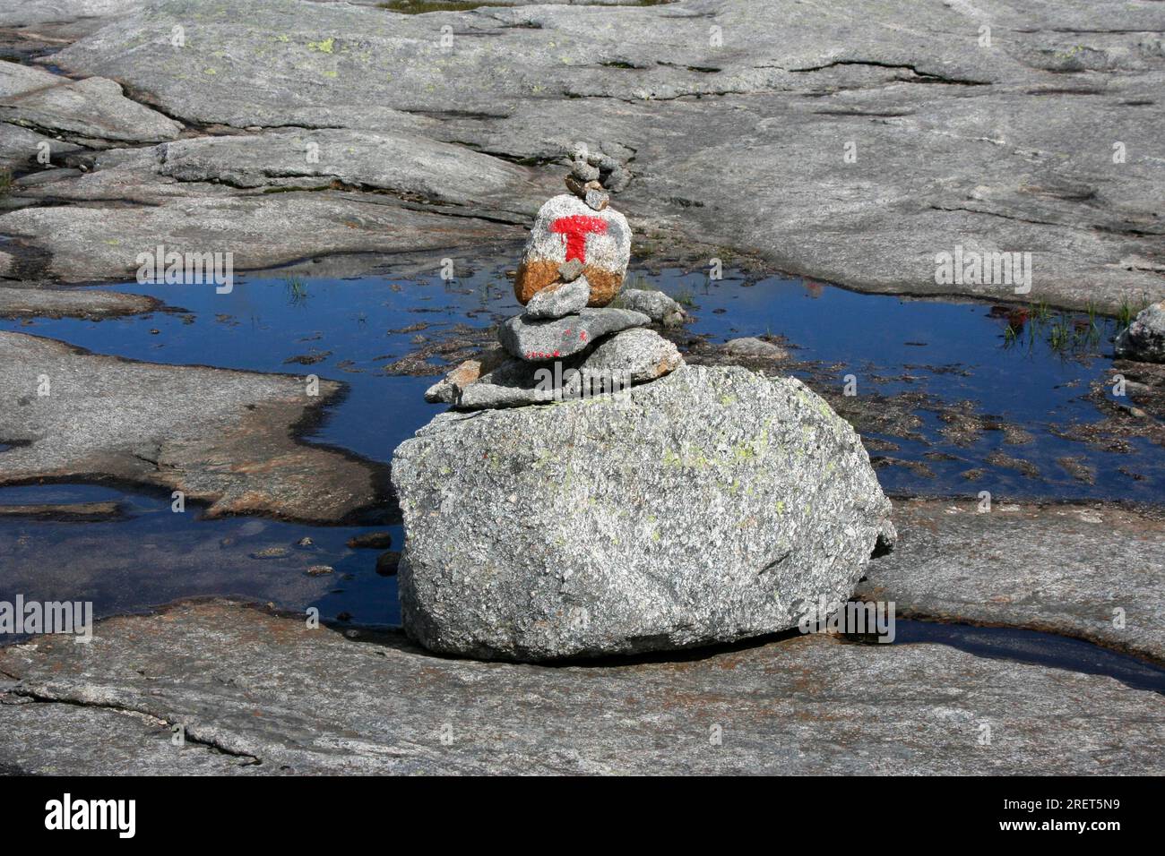 Trail marking on the hiking trail to Kjerag Bolt, Norway Stock Photo ...