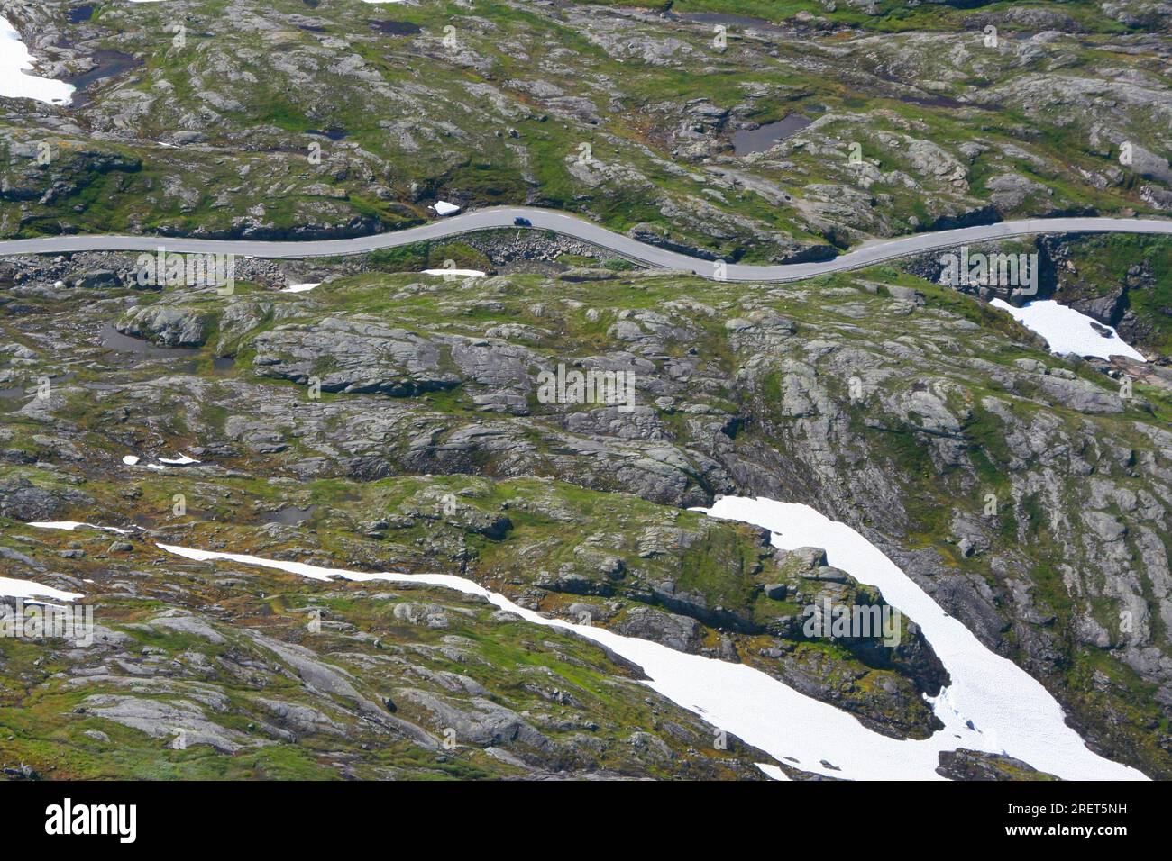 View of Geirangervegen, the pass road between Geiranger and Grotli ...