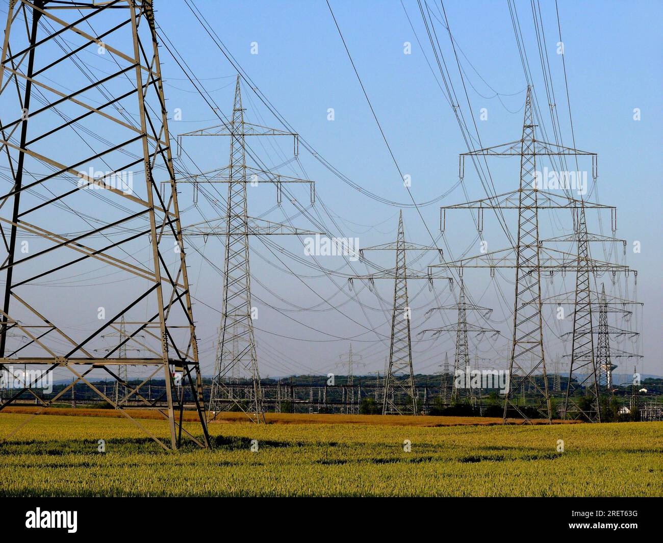 Power pylons, overhead lines, power supply Stock Photo - Alamy