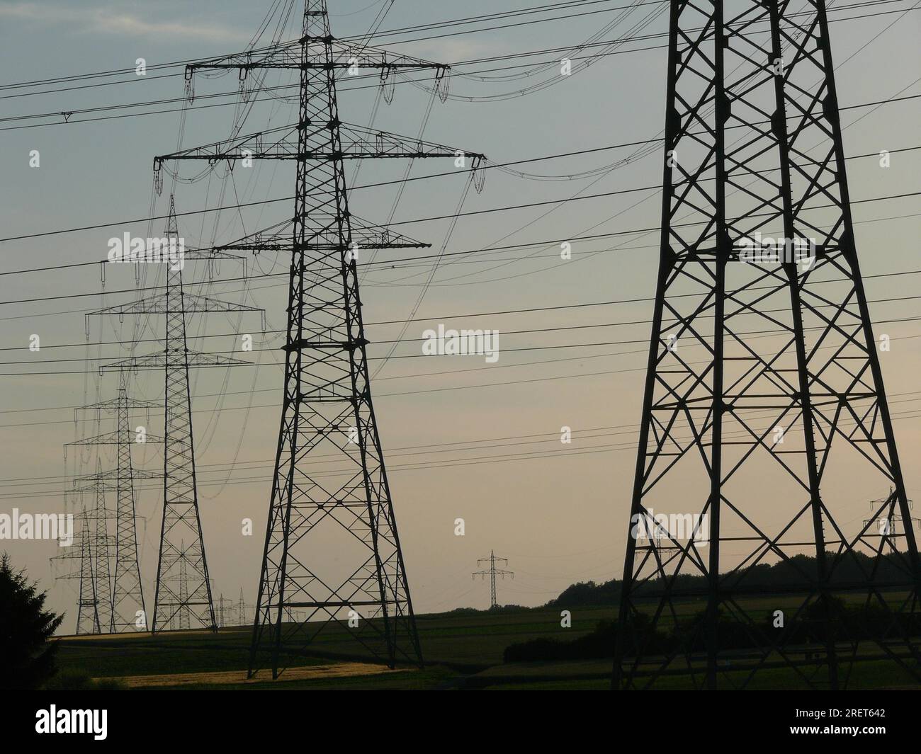 Power pylons, overhead lines, power supply Stock Photo - Alamy