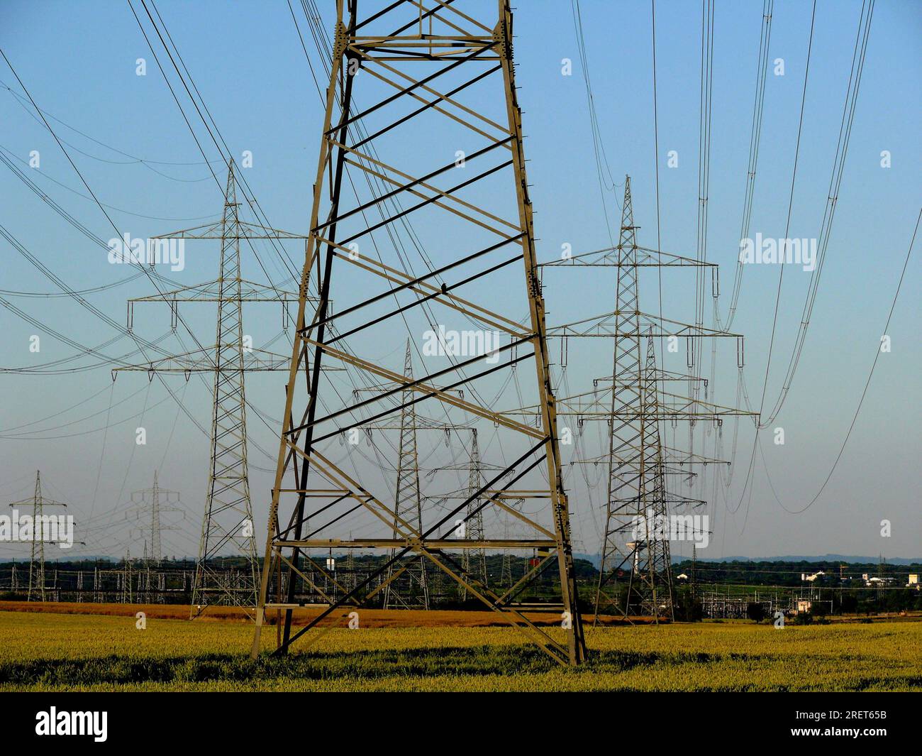 Power pylons, overhead lines, power supply Stock Photo - Alamy