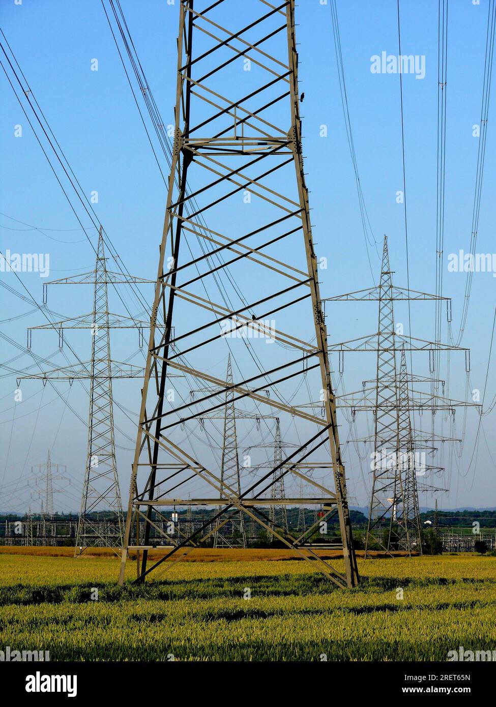 Power pylons, overhead lines, power supply Stock Photo - Alamy