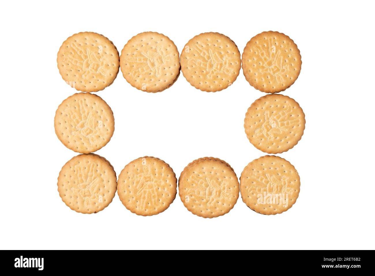Frame of double biscuits, on white, copying space in the centre Stock ...