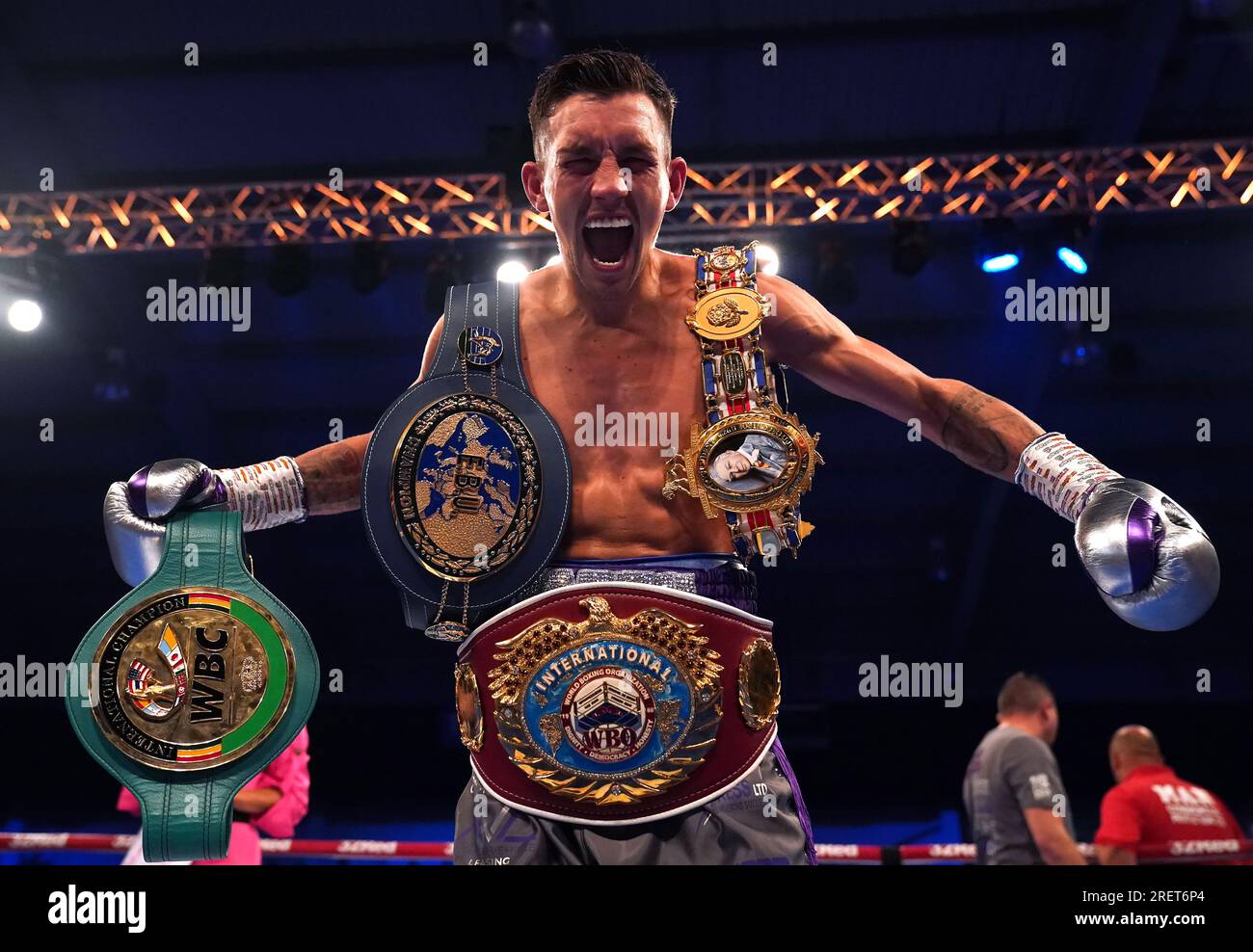 Liam Davies celebrates victory after defeating Jason Cunningham (not ...