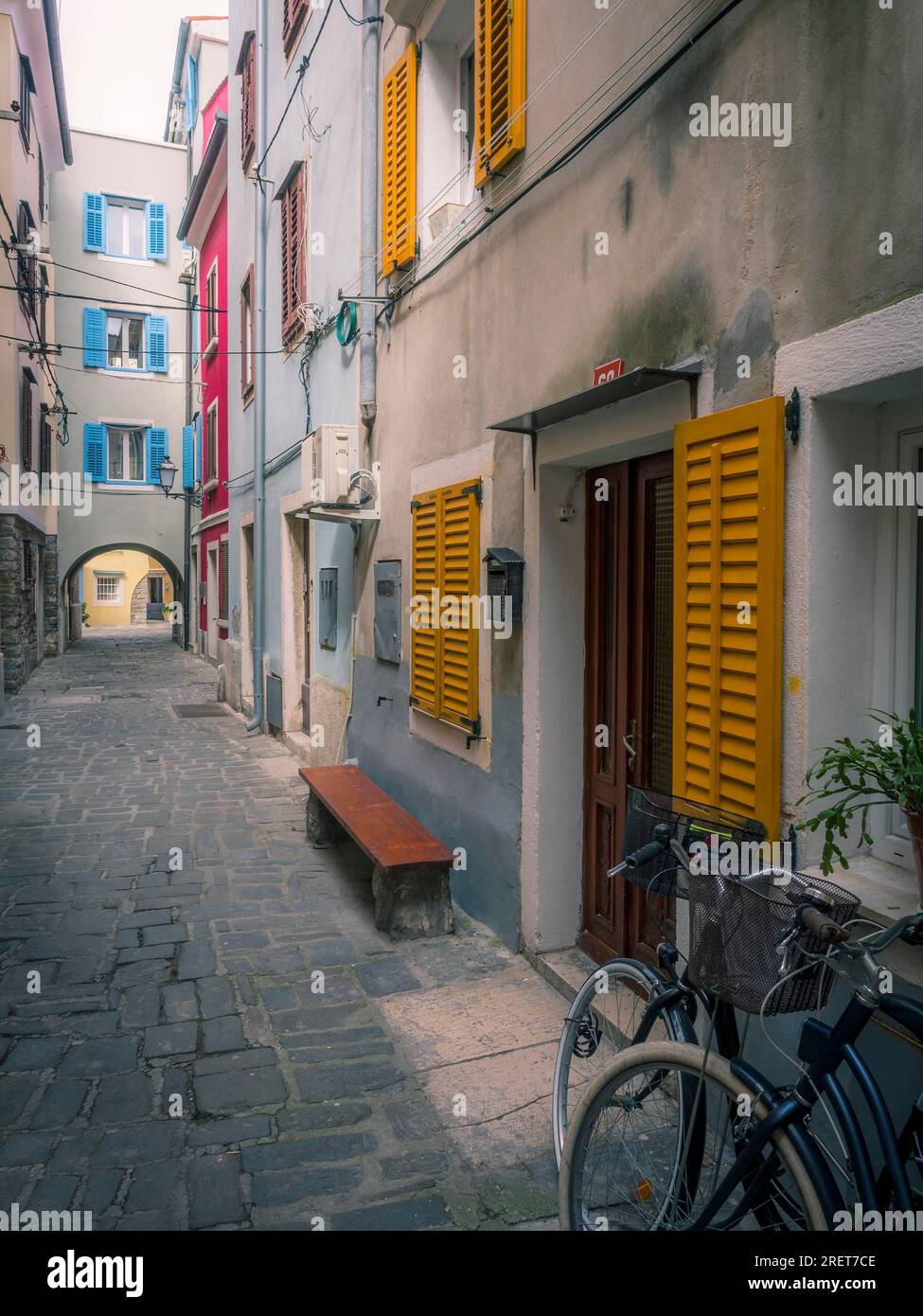 Narrow old street in Koper Slovenia Stock Photo - Alamy