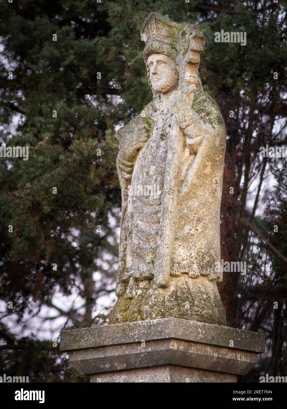 Waycross with statue of a bishop in woodland in Burgenland Stock Photo ...