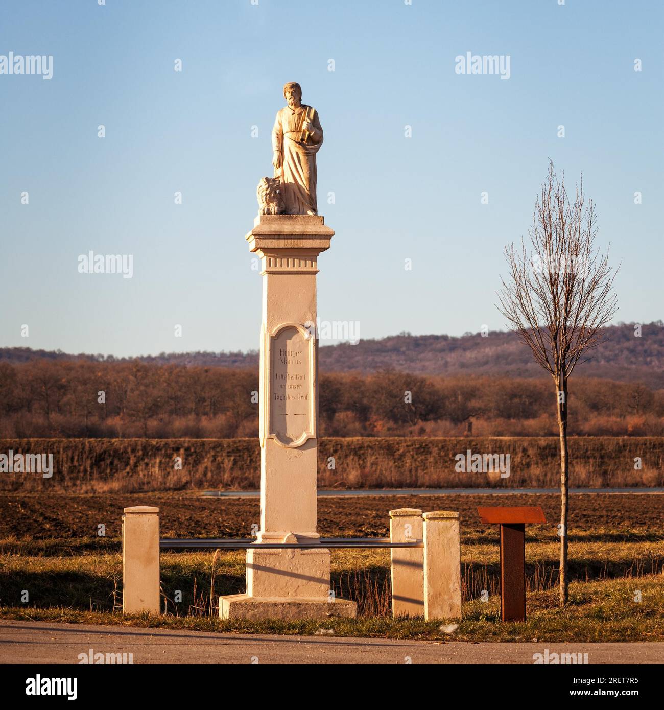 Column with saint marcus statue in burgenland Stock Photo - Alamy