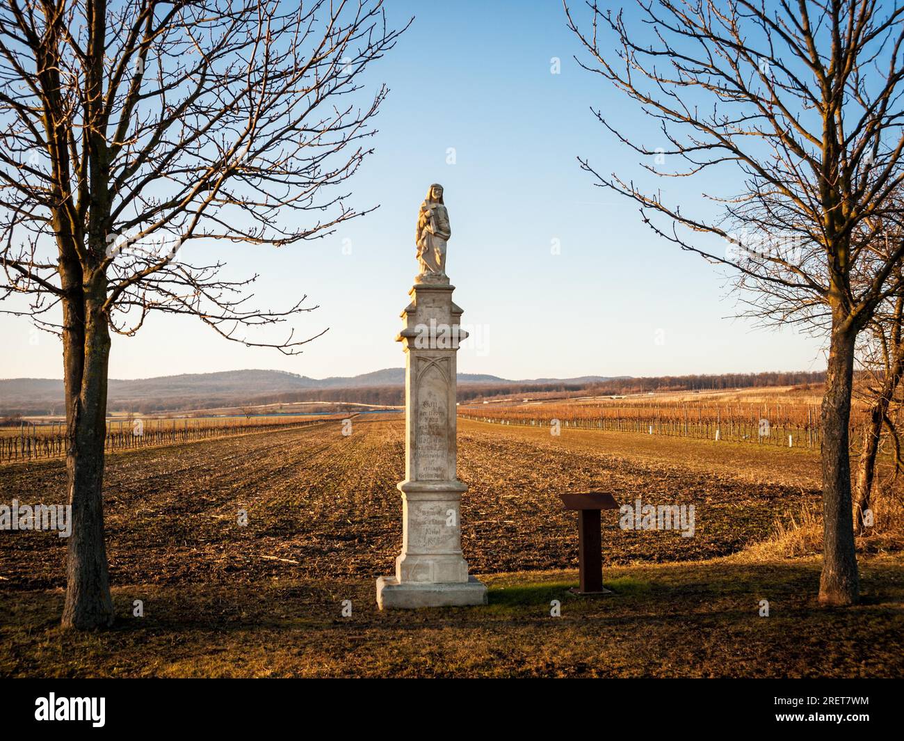Waycross with statue of saint the martyr in burgenland Stock Photo - Alamy