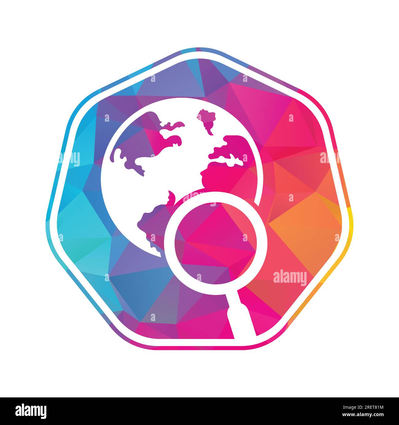 Globe search logo vector icon. world and loupe logo combination Stock ...